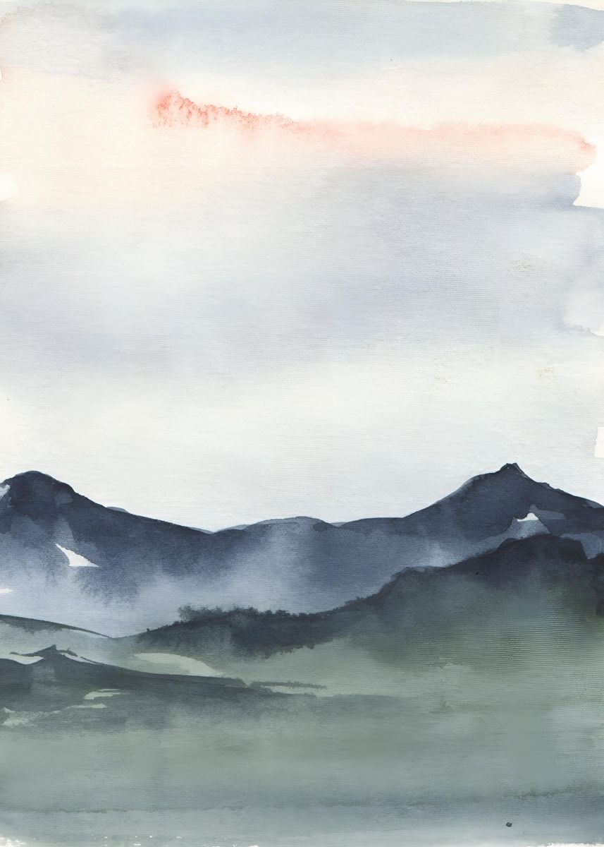 'Mountain Watercolor' Poster, picture, metal print, paint by Ydha ...