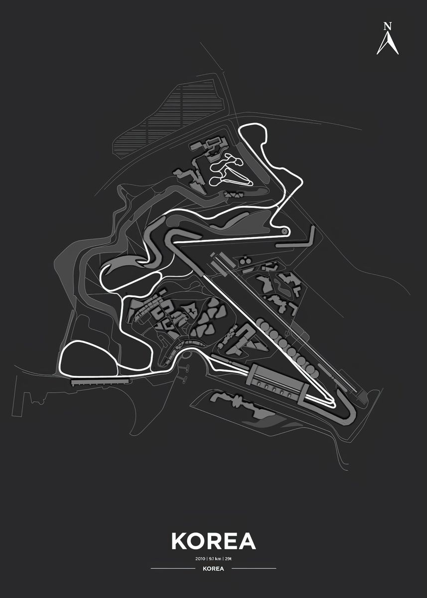 'Formula 1 Circuit Korea' Poster, picture, metal print, paint by simple ...