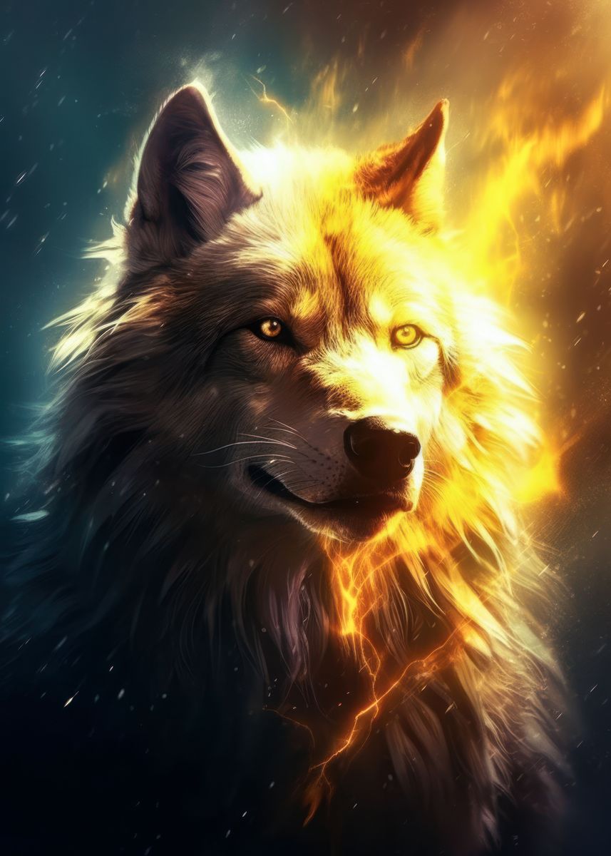 'epic white wolf' Poster, picture, metal print, paint by Adel S | Displate
