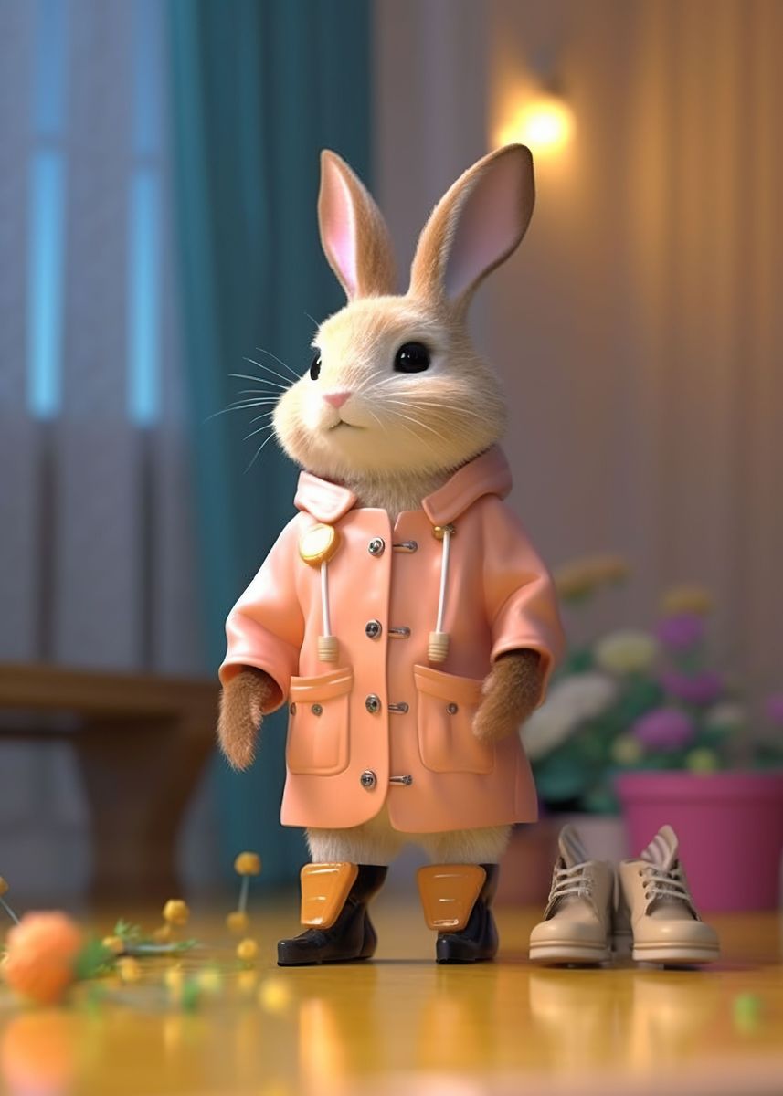 'Charming Bunny Boot Print' Poster, picture, metal print, paint by ...