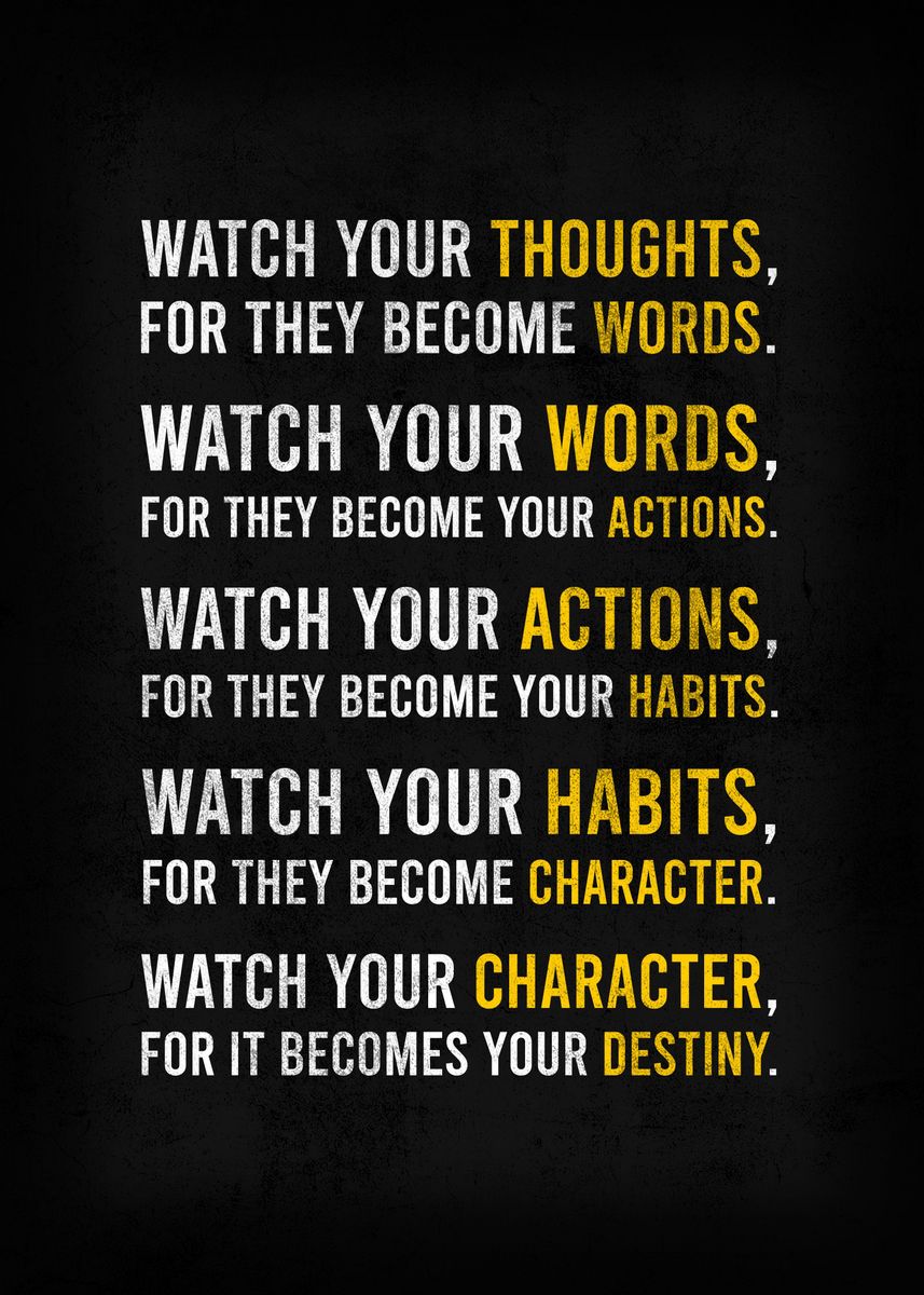 'WATCH YOUR THOUGHTS' Poster, picture, metal print, paint by SA KE ...