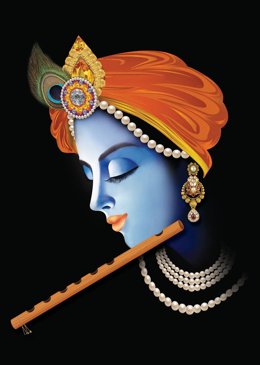 'Shree Krishna' Poster, picture, metal print, paint by VIVEK KANSARA ...