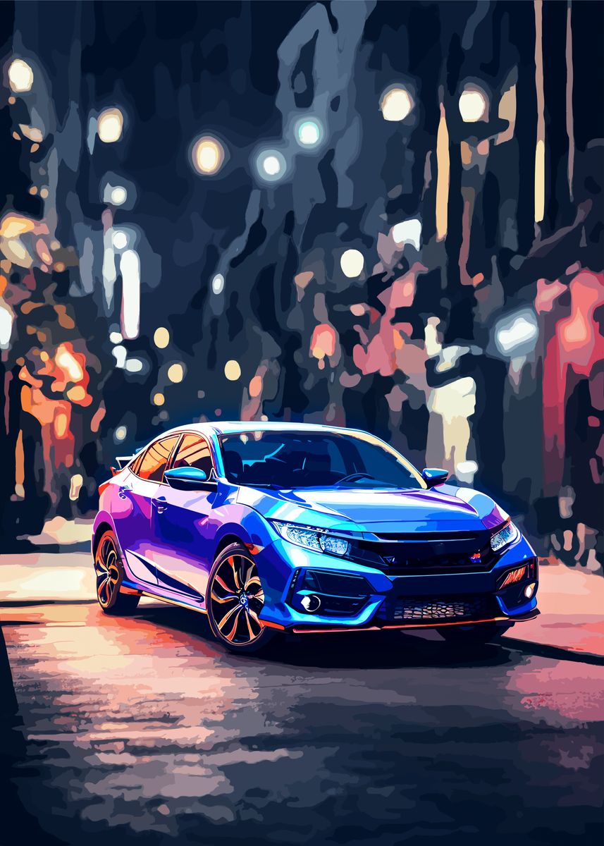 'Honda Civic' Poster, picture, metal print, paint by NuMaNi Art | Displate