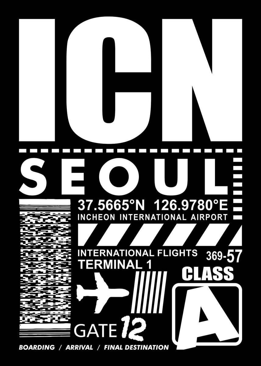 'Seoul Airport ICN' Poster, picture, metal print, paint by ALMA Studio ...