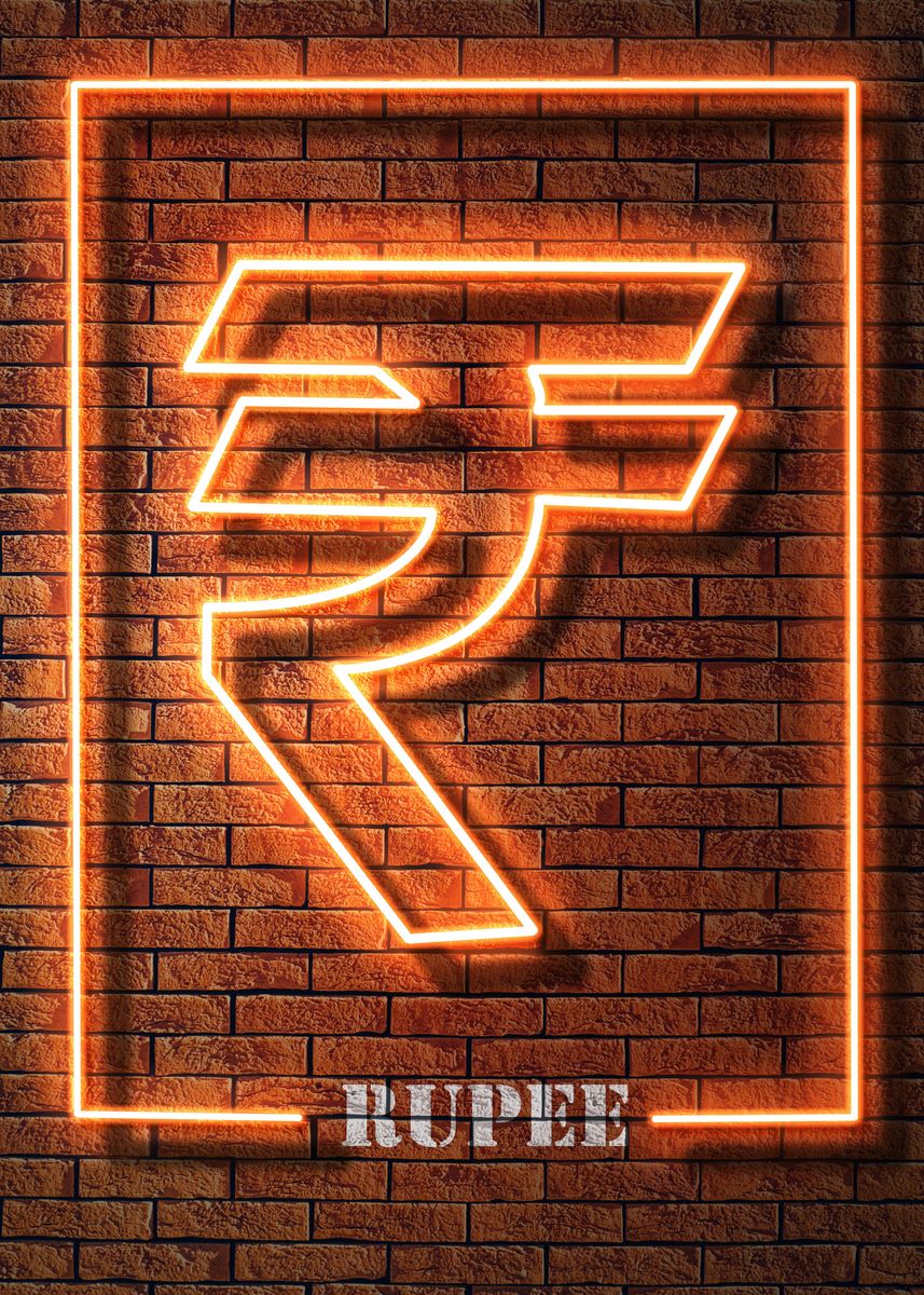 'NEON RUPEE SIGN' Poster, picture, metal print, paint by Abdul Oba ...