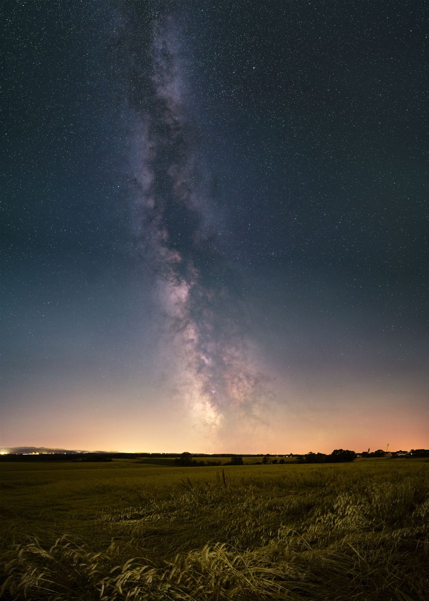 'Milky way over wheat field' Poster, picture, metal print, paint by ...