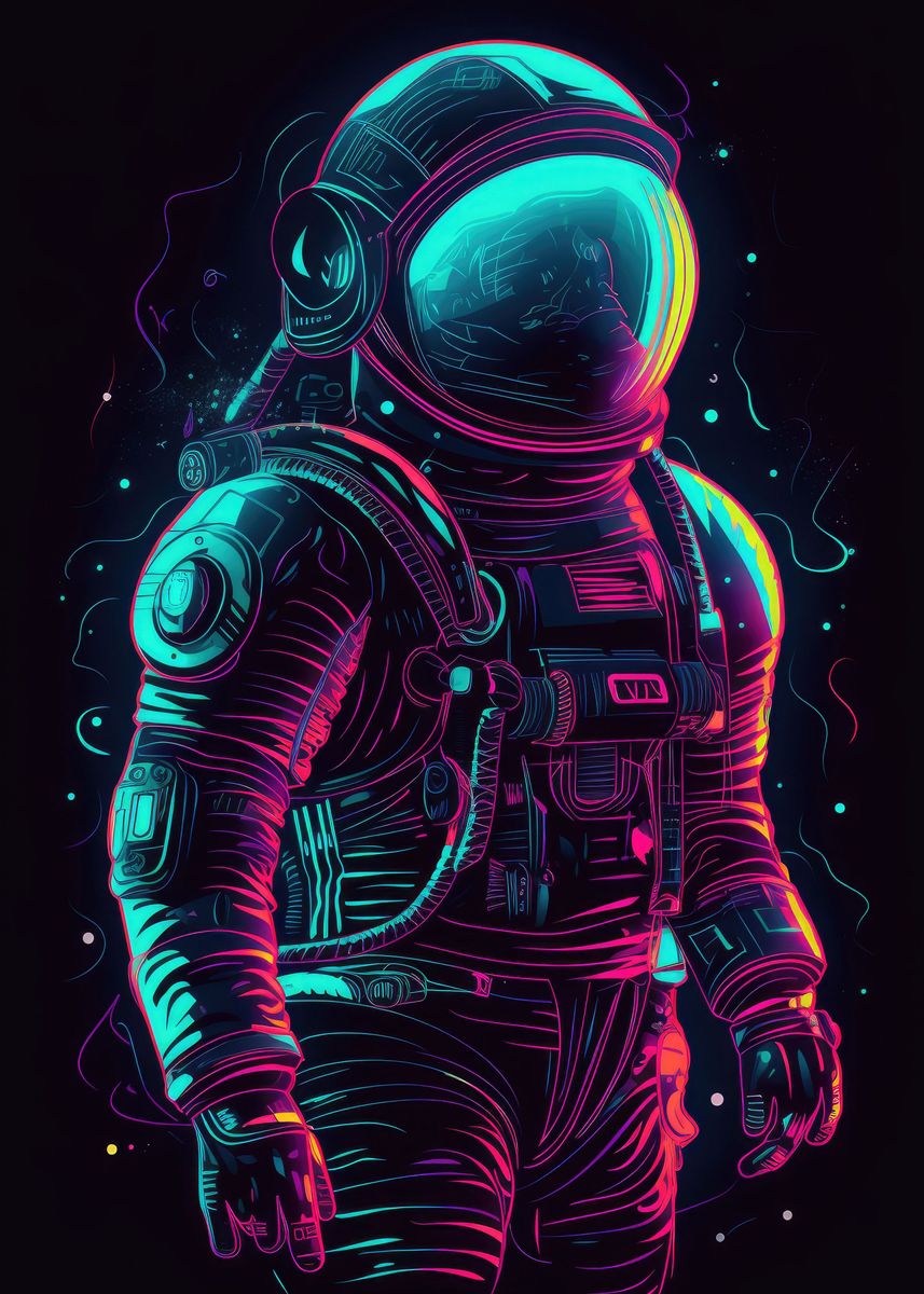'Neon Astronaut 1' Poster by Luke Dwyer | Displate