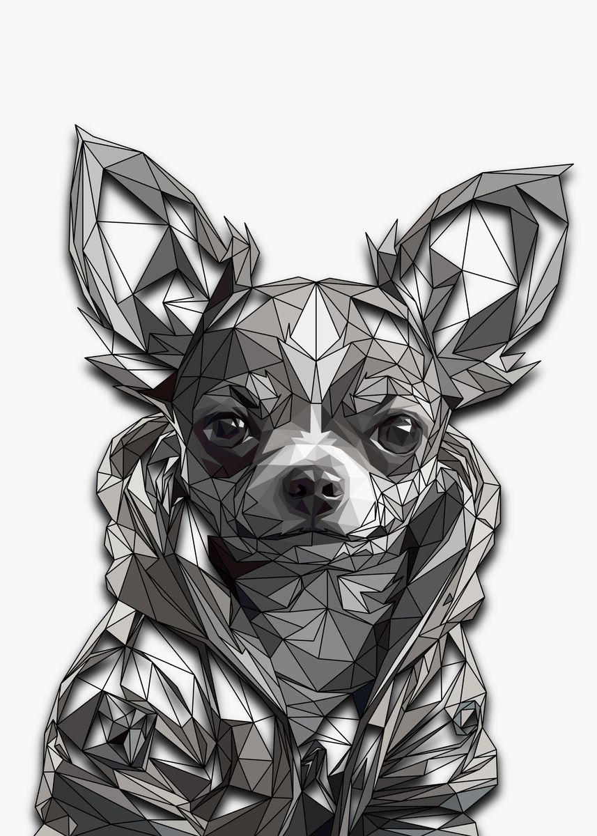 'Dog Low Poly Half Frame' Poster, picture, metal print, paint by Evanz ...