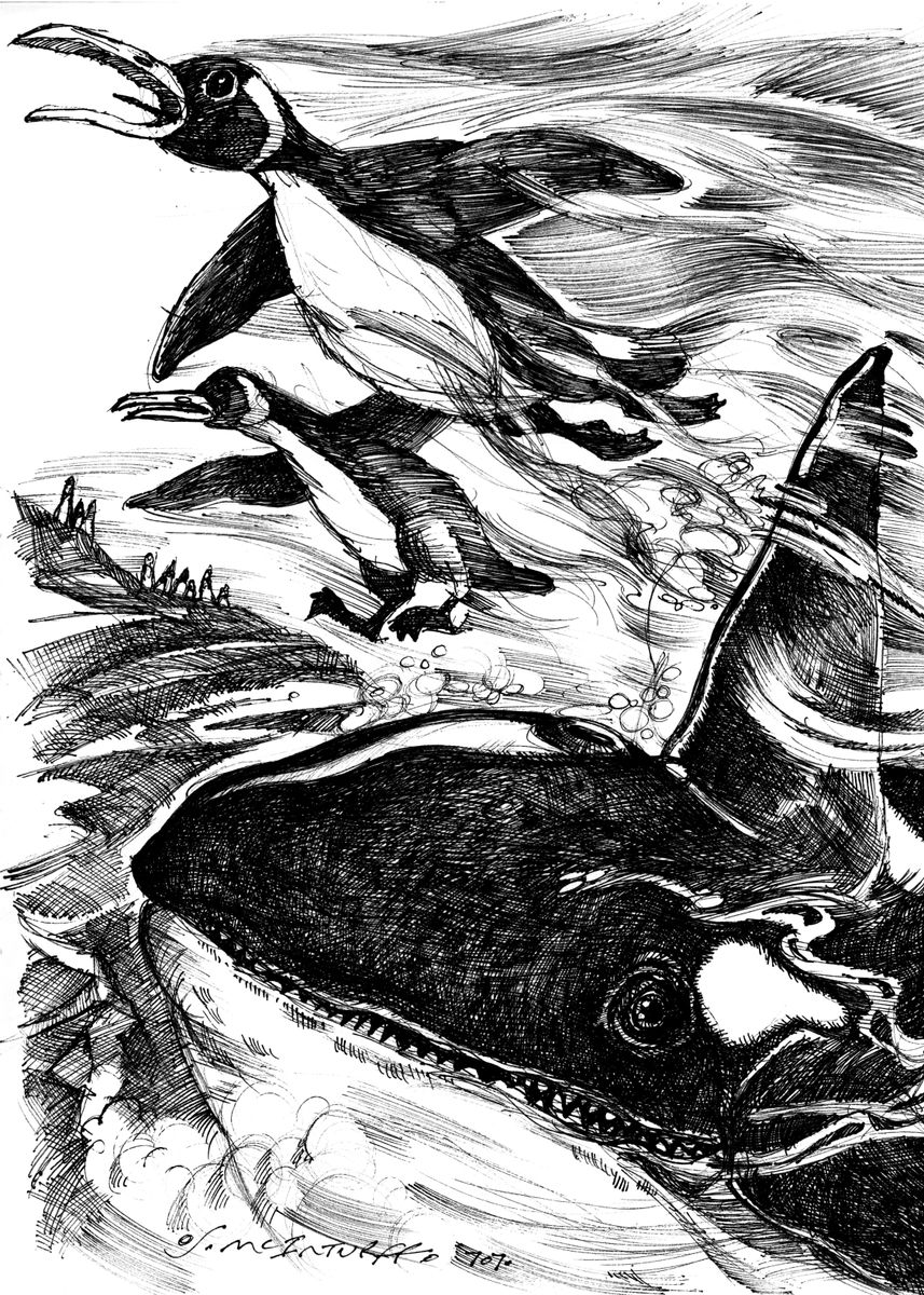 'Fish and Penguin Migration' Poster, picture, metal print, paint by ...