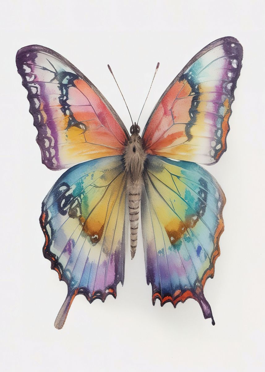 'Colorful Butterfly' Poster, picture, metal print, paint by AwesomeArts ...