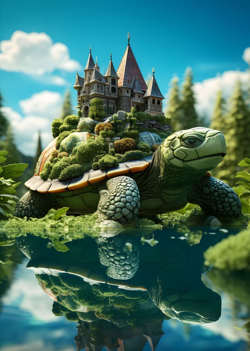 'Realistic Topiary Turtle' Poster, picture, metal print, paint by ...