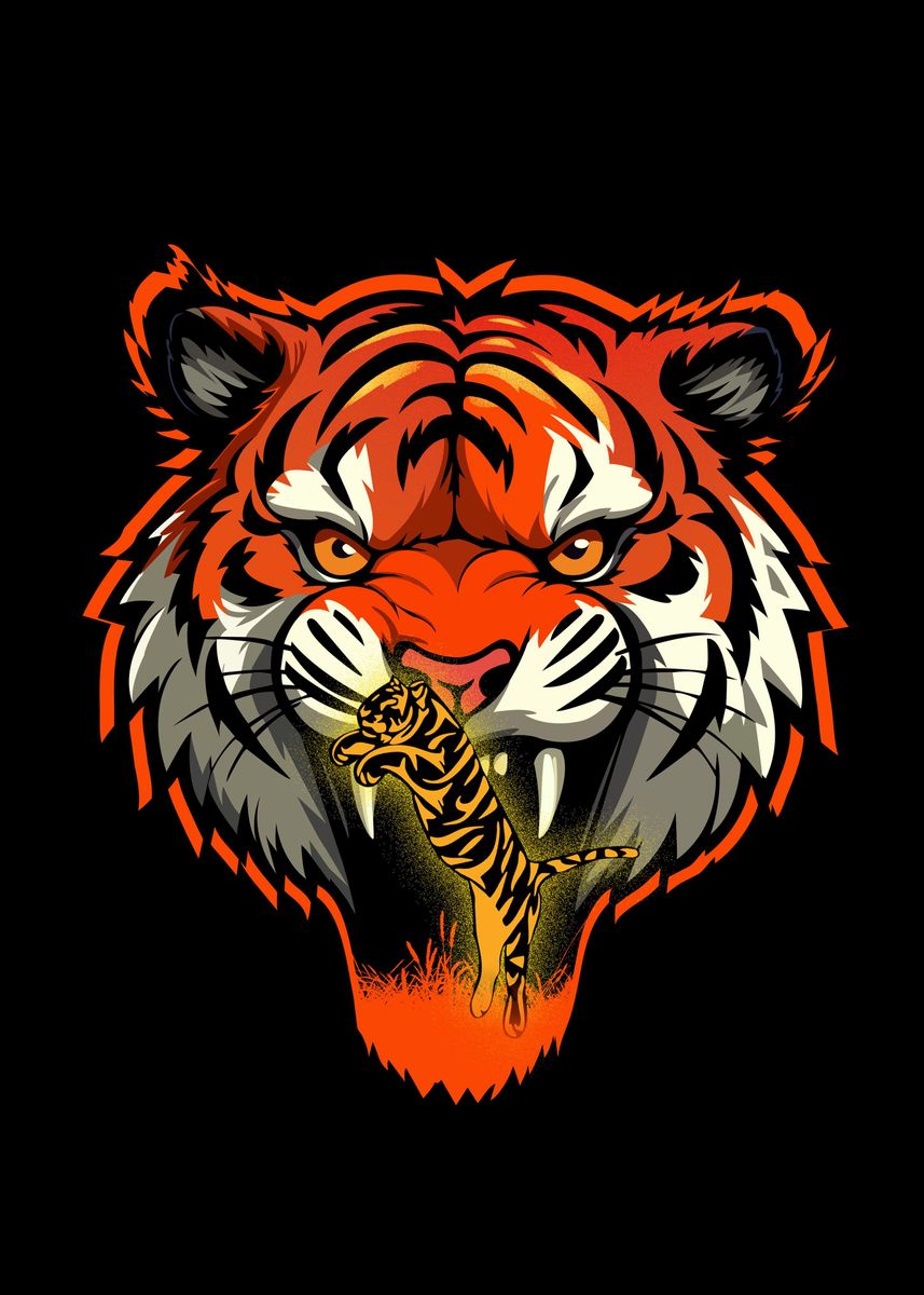 'tiger animal cute ' Poster, picture, metal print, paint by Artmatrusa ...