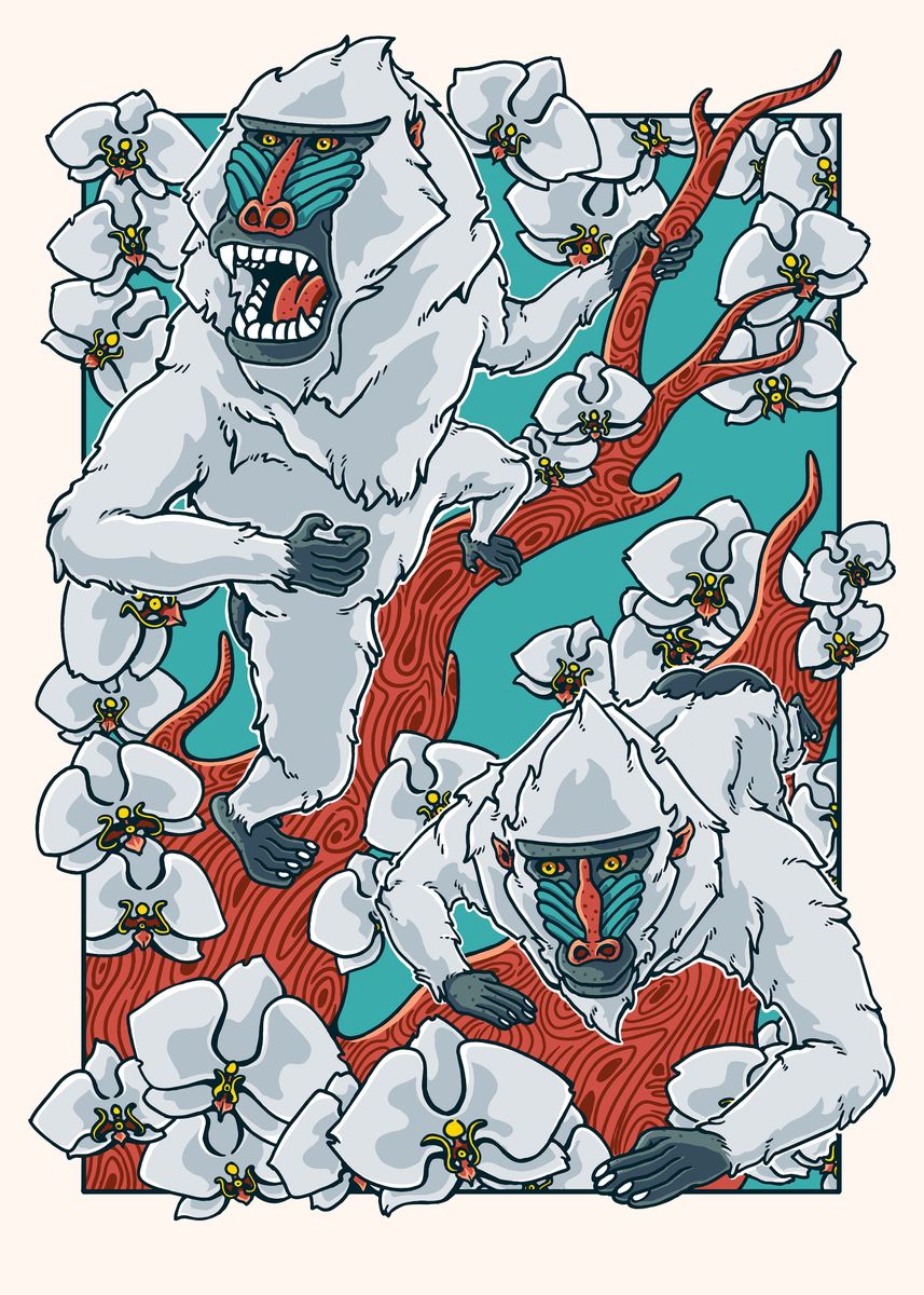 'Orchid Mandrill ' Poster, picture, metal print, paint by Sorcend ...