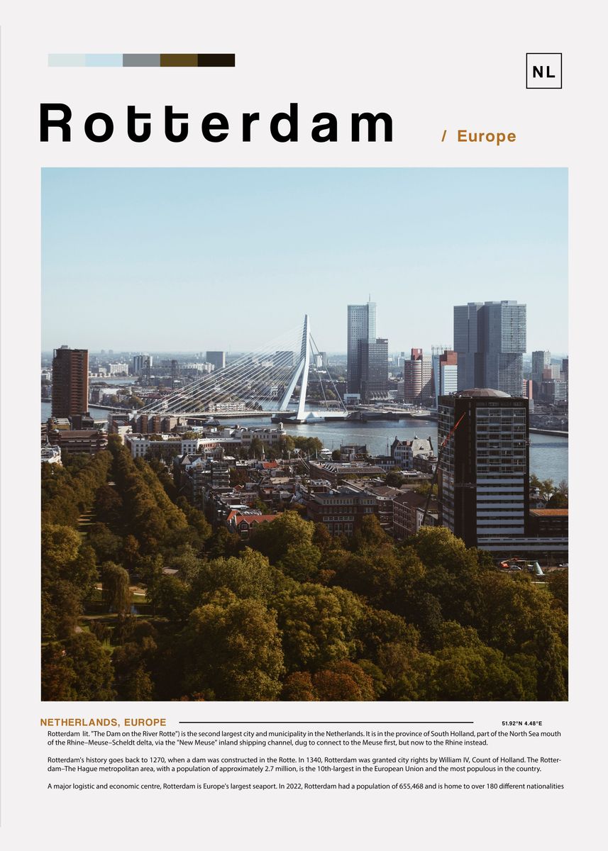 'Rotterdam poster landscape' Poster, picture, metal print, paint by ...
