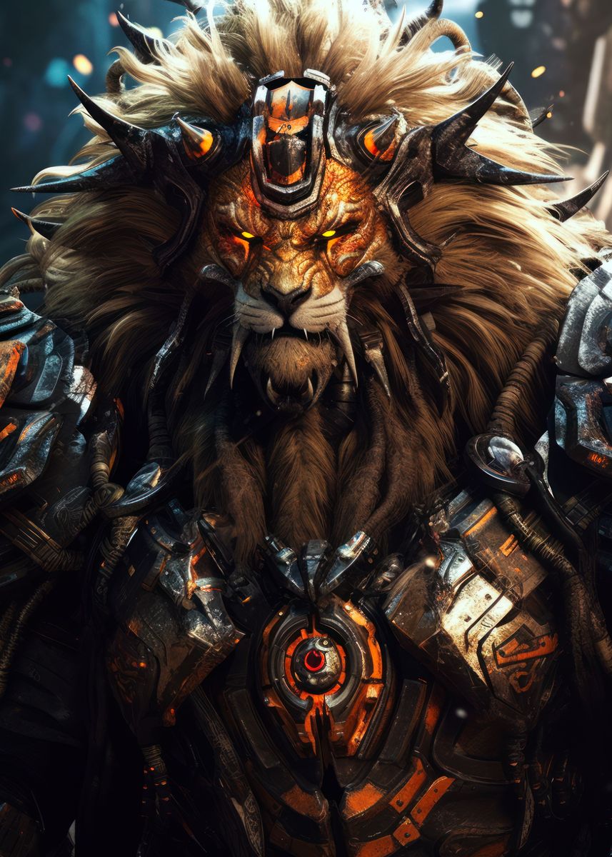 'Mecha Lion Tiger Knight' Poster, picture, metal print, paint by Dark ...