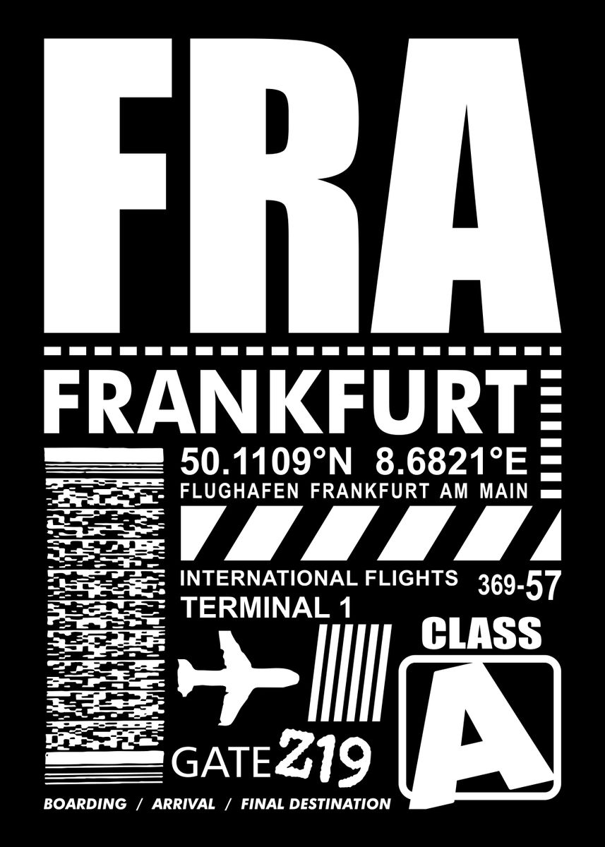 'Frankfurt Airport FRA' Poster, picture, metal print, paint by ALMA ...