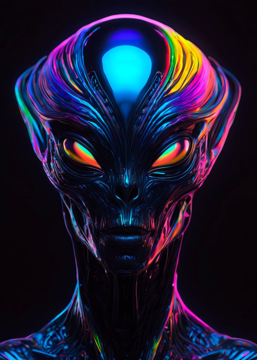 'surreal portrait of alien ' Poster, picture, metal print, paint by mk ...