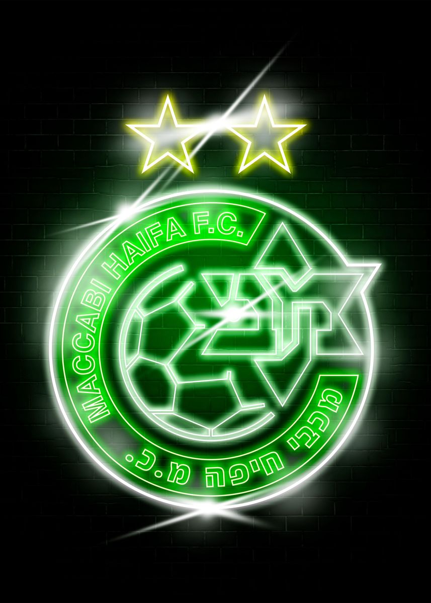 'Maccabi Haifa Neon Sign' Poster, picture, metal print, paint by David ...