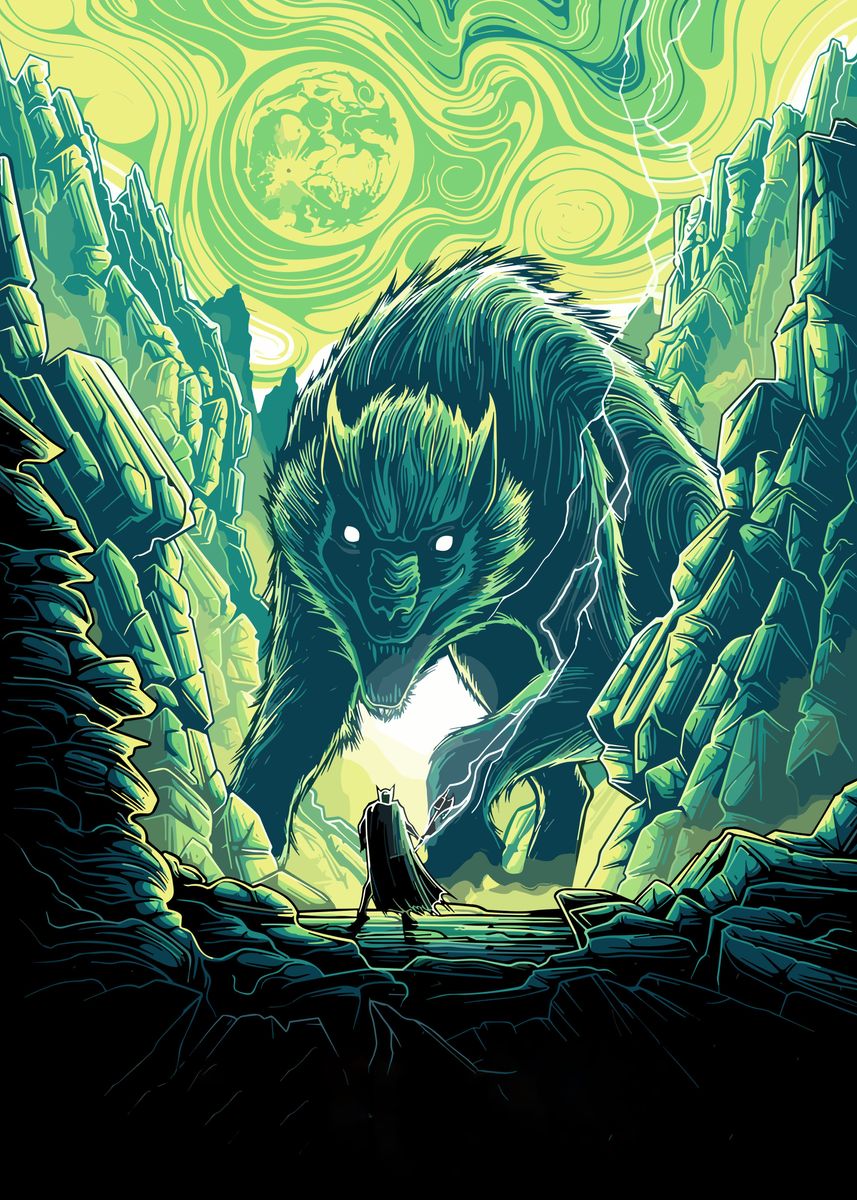 'Wolf And Hero Fight' Poster, picture, metal print, paint by Jack ...