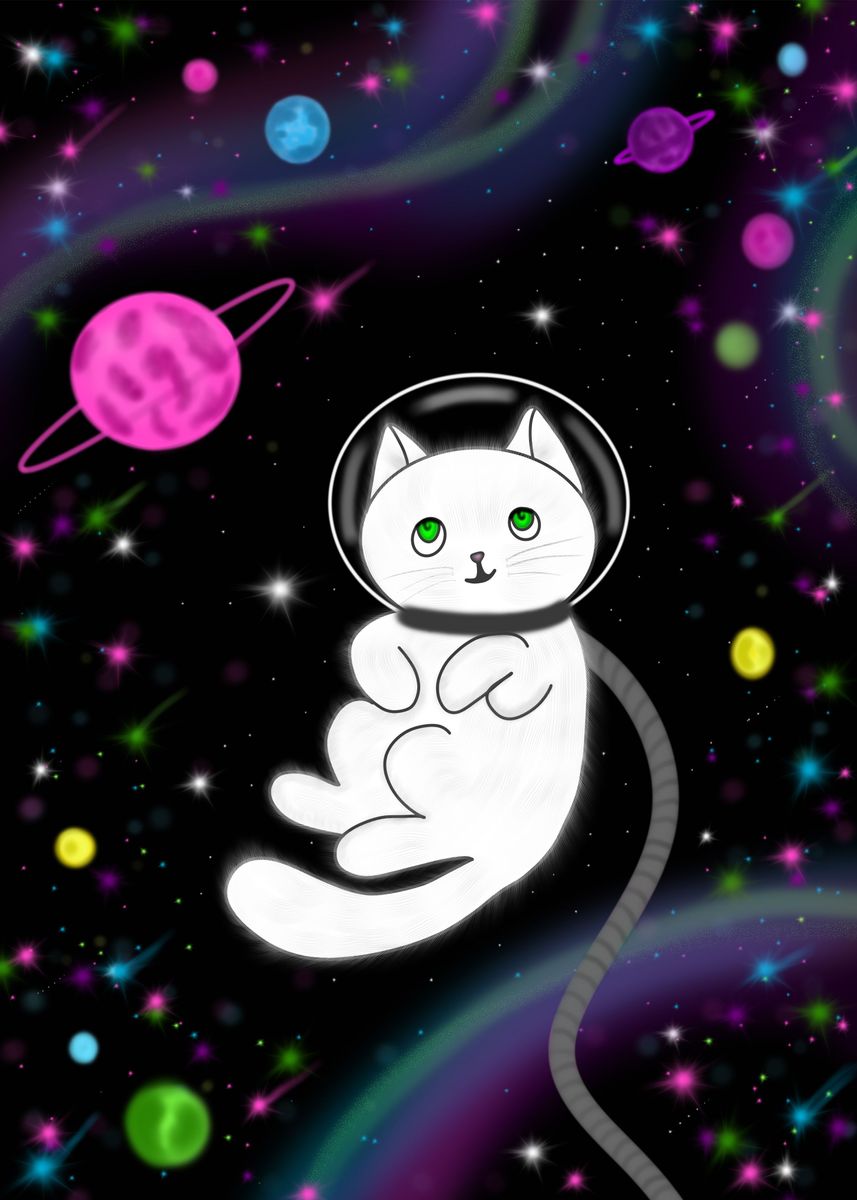 'Space Cat' Poster by Anam Hanif Studio | Displate