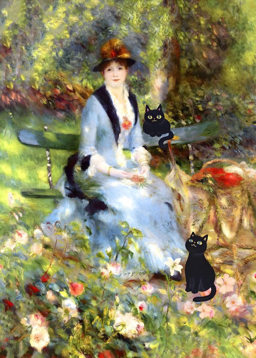 'Cats in Dans Les Roses' Poster, picture, metal print, paint by Jaime ...