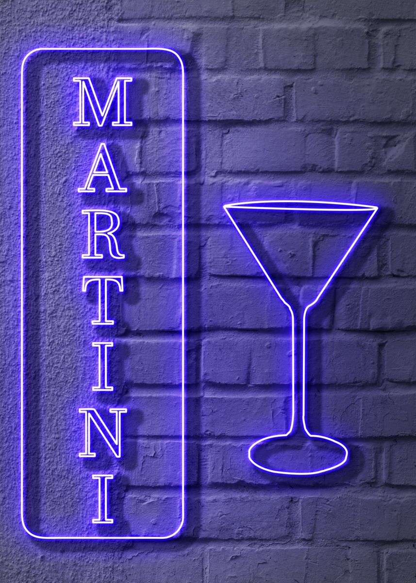 'A Neon Martini Sign' Poster, picture, metal print, paint by Abdul Oba ...