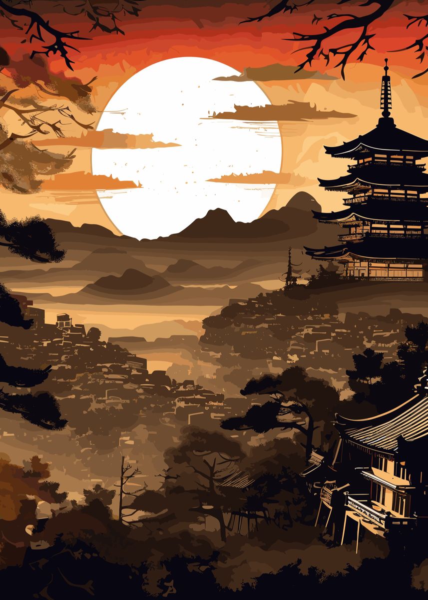 'Japanese Landscapes' Poster, picture, metal print, paint by Constance ...