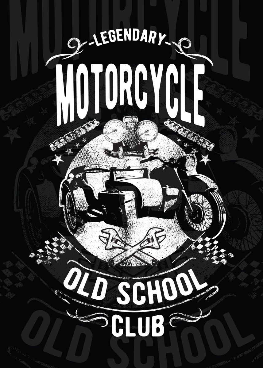 'motorcycle old club' Poster, picture, metal print, paint by fathar art ...