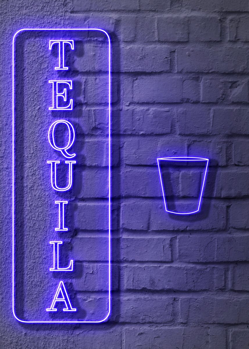 'A Neon Tequila Sign' Poster, picture, metal print, paint by Abdul Oba ...