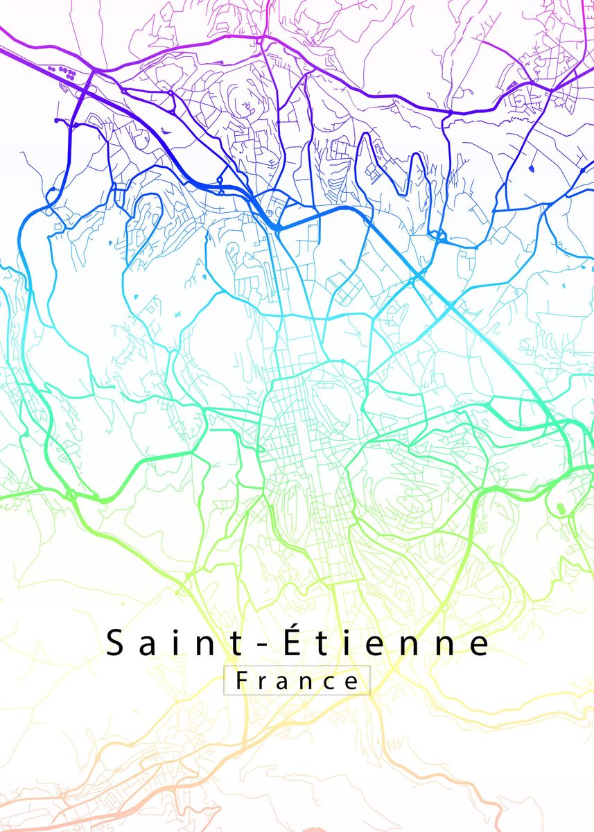 'Saint Etienne City Map' Poster, picture, metal print, paint by Mapique ...