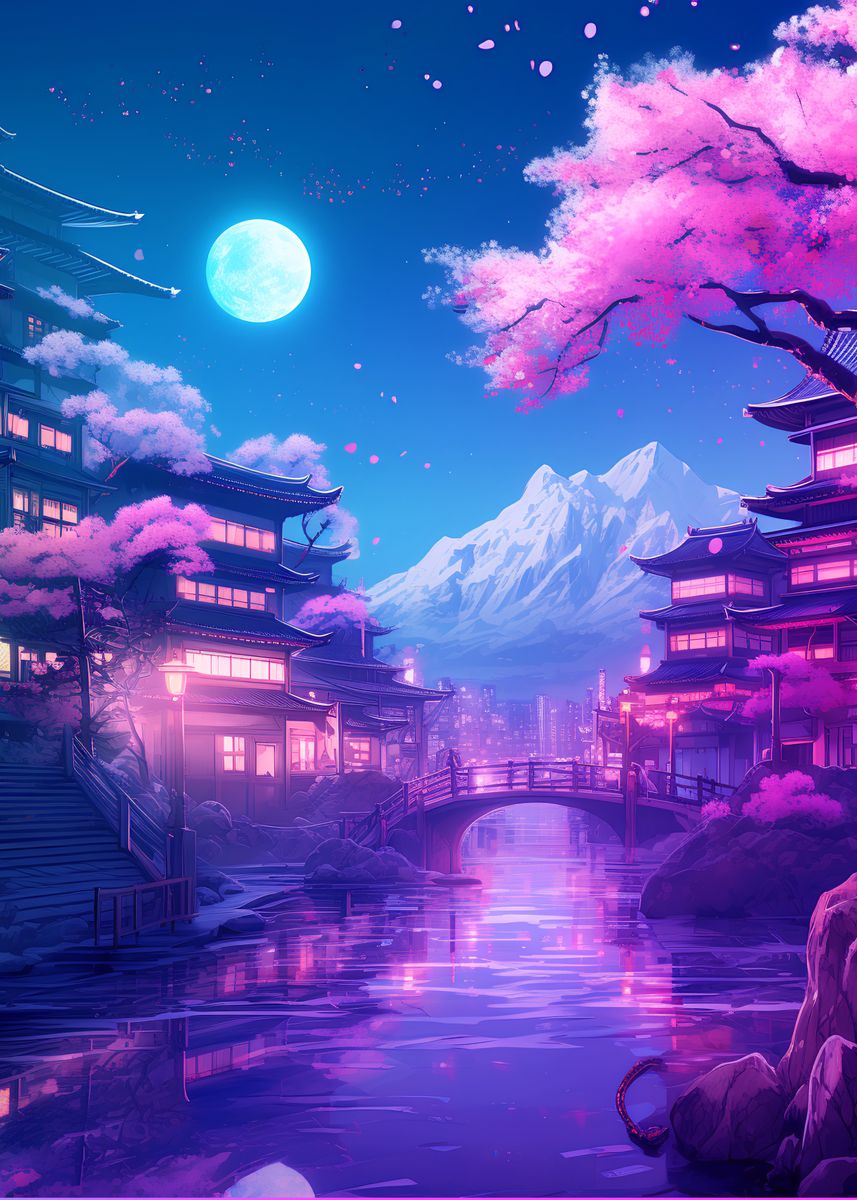 'Japanese Cherry Blossom' Poster, picture, metal print, paint by ...