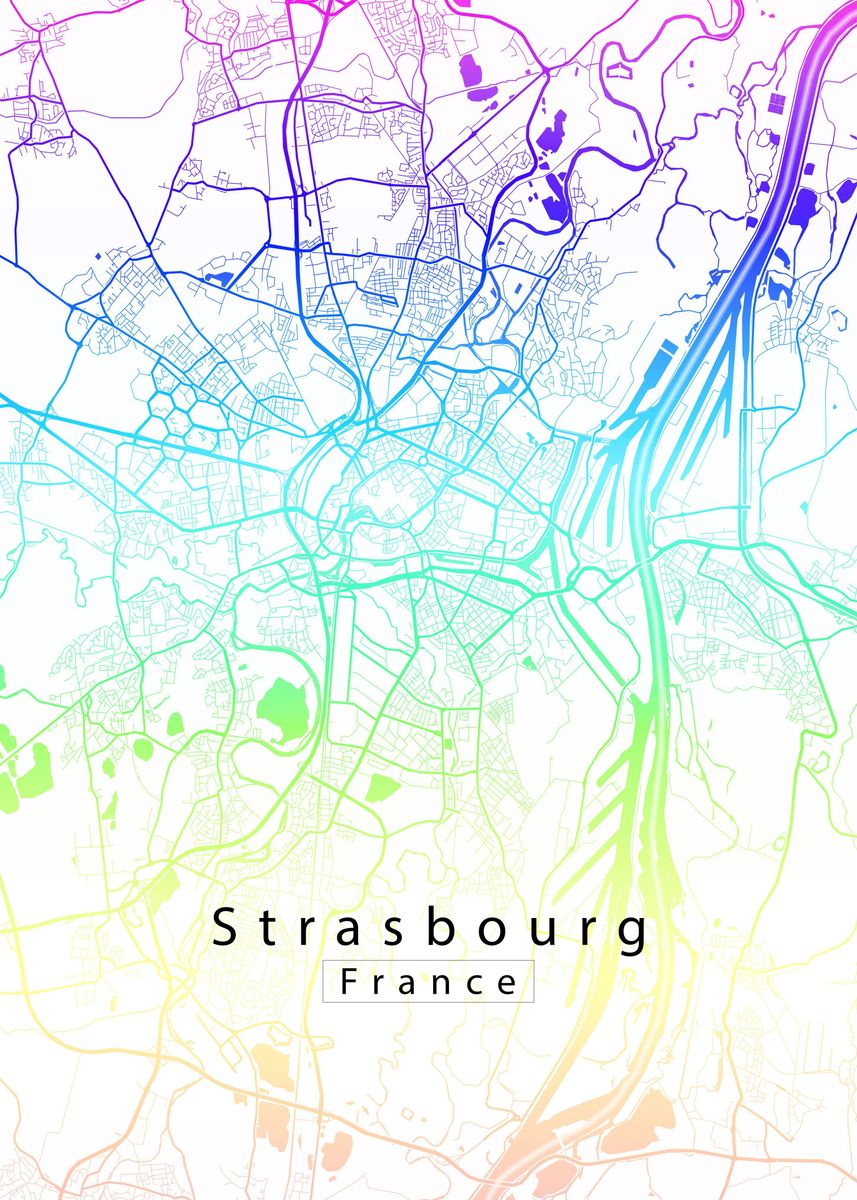 'Strasbourg City Map' Poster, picture, metal print, paint by Mapique ...