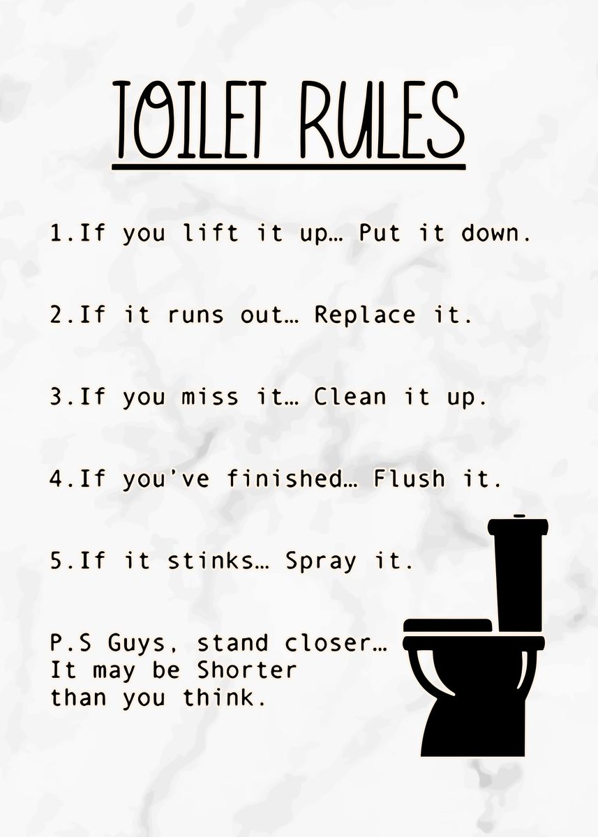 'Toilet Rules Funny' Poster, picture, metal print, paint by Metal ...