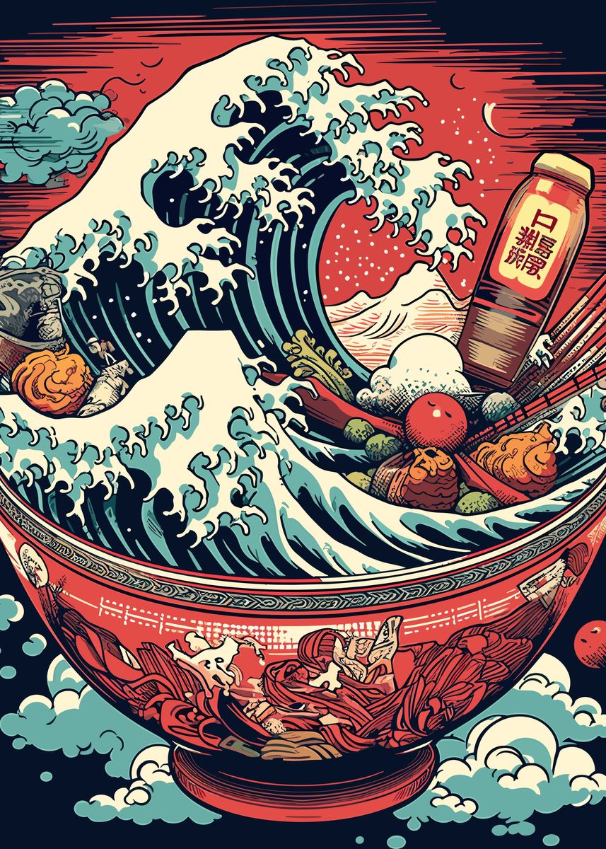 'Ramen Food Japanese' Poster, picture, metal print, paint by Barbara ...