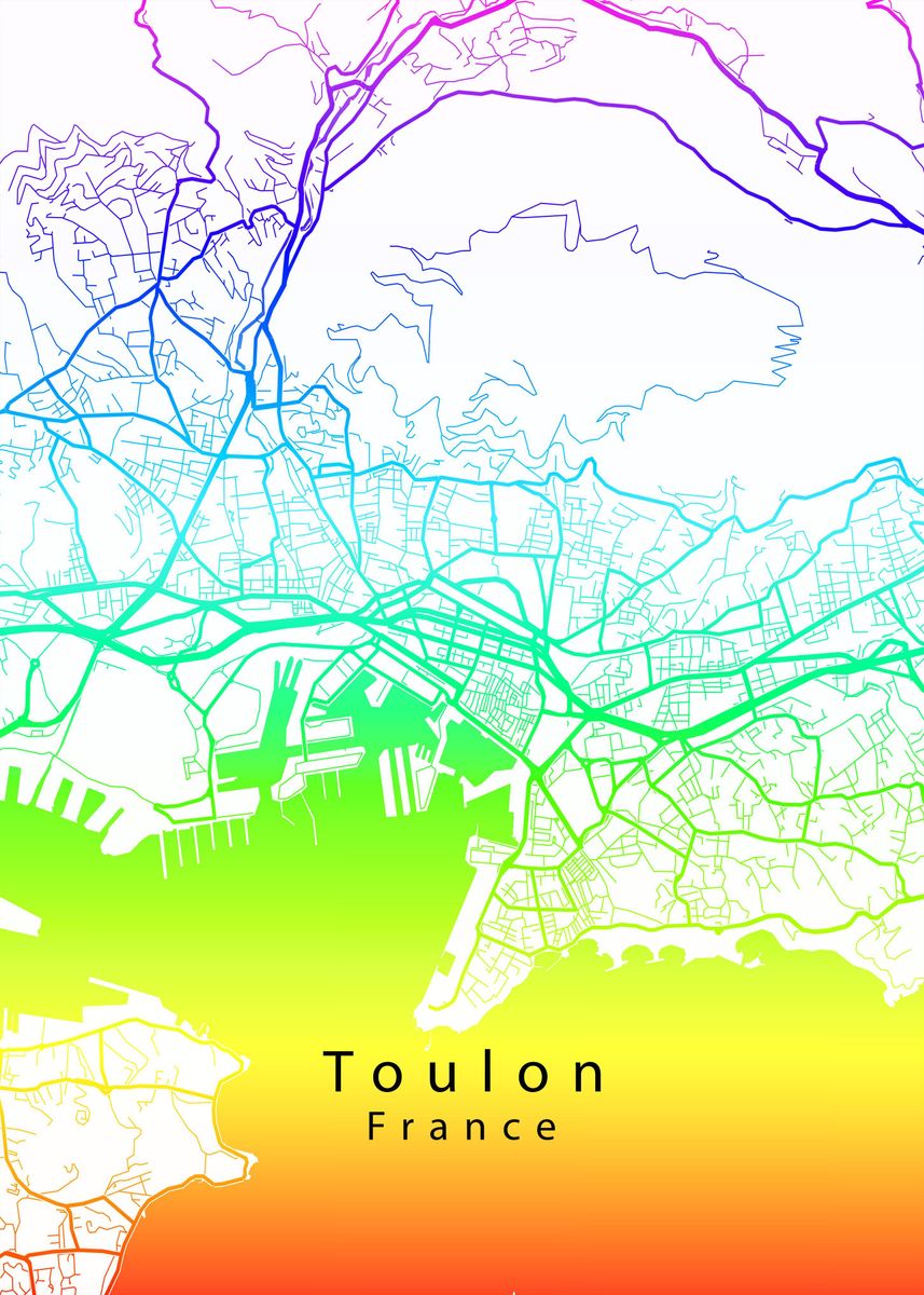 'Toulon France City Map' Poster, picture, metal print, paint by Mapique ...