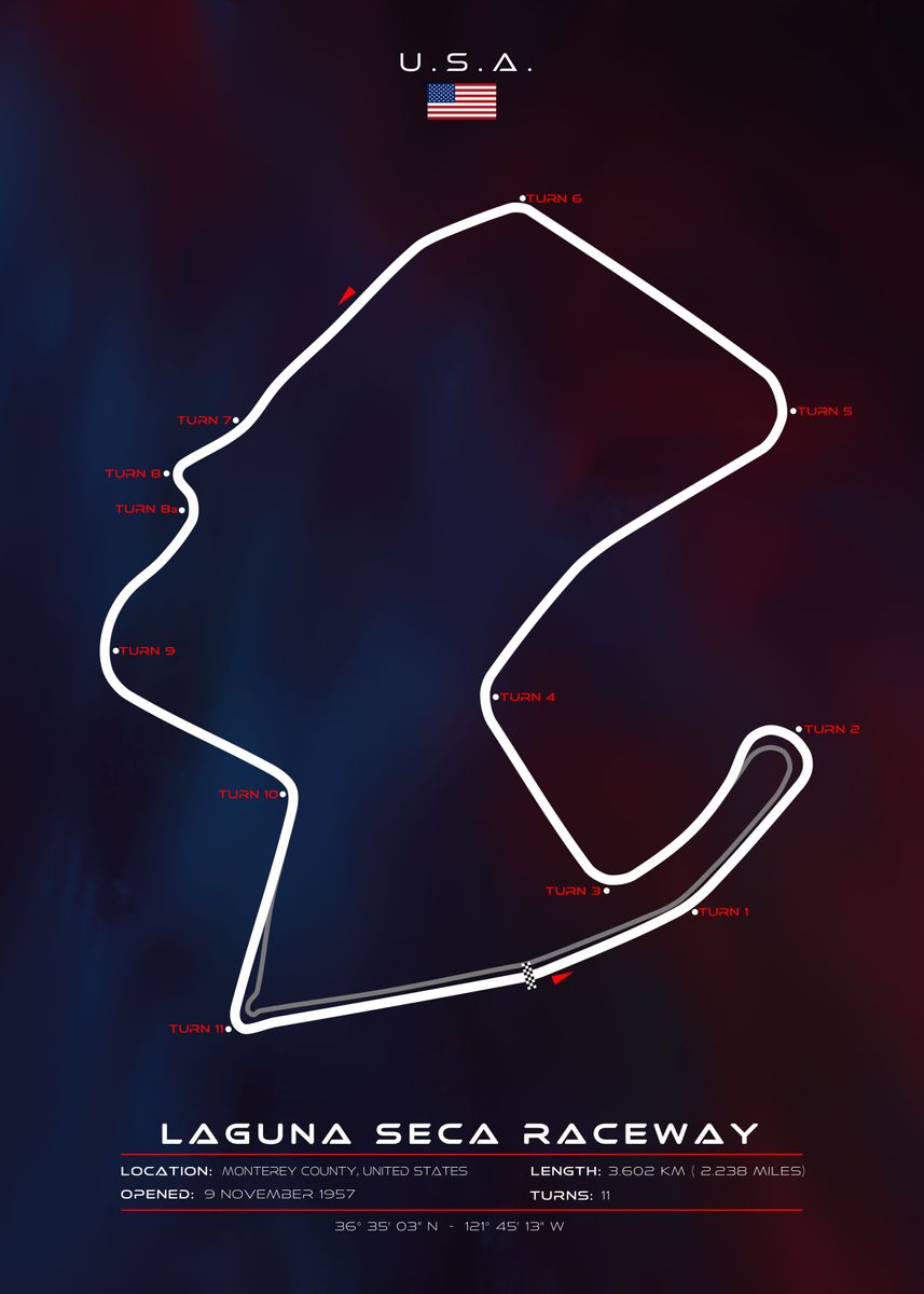 'Laguna Seca Raceway' Poster, picture, metal print, paint by ...