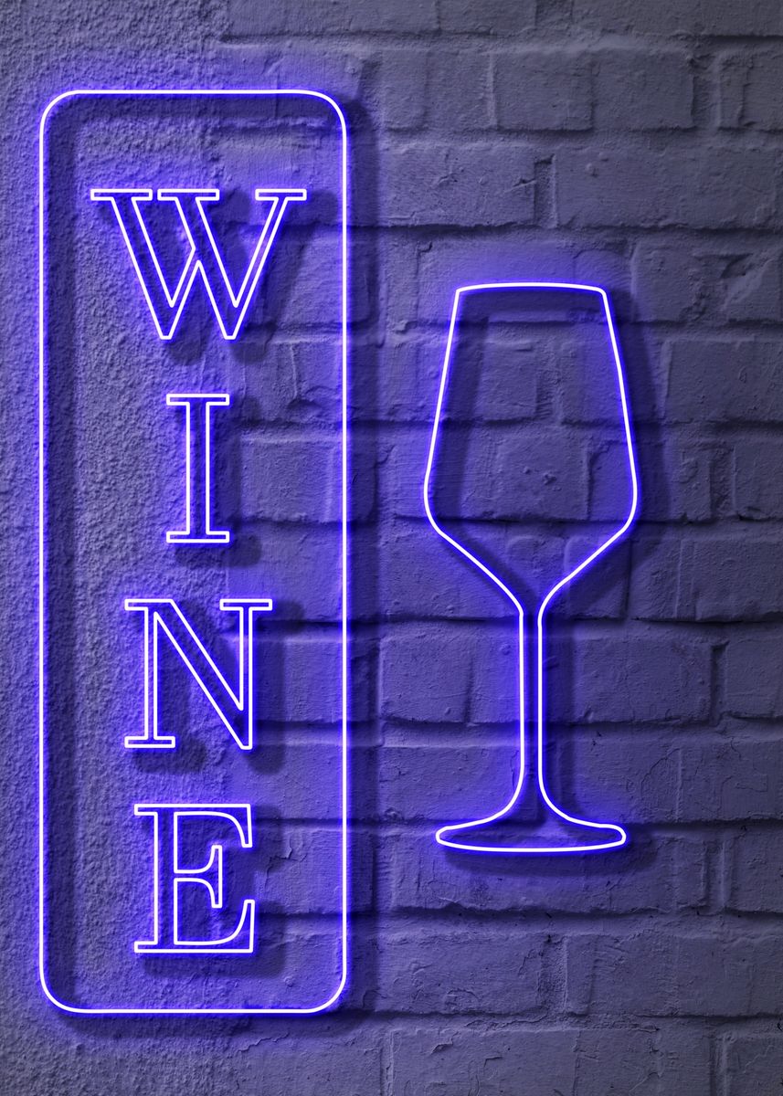 'A Neon Wine Sign' Poster, picture, metal print, paint by Abdul Oba ...