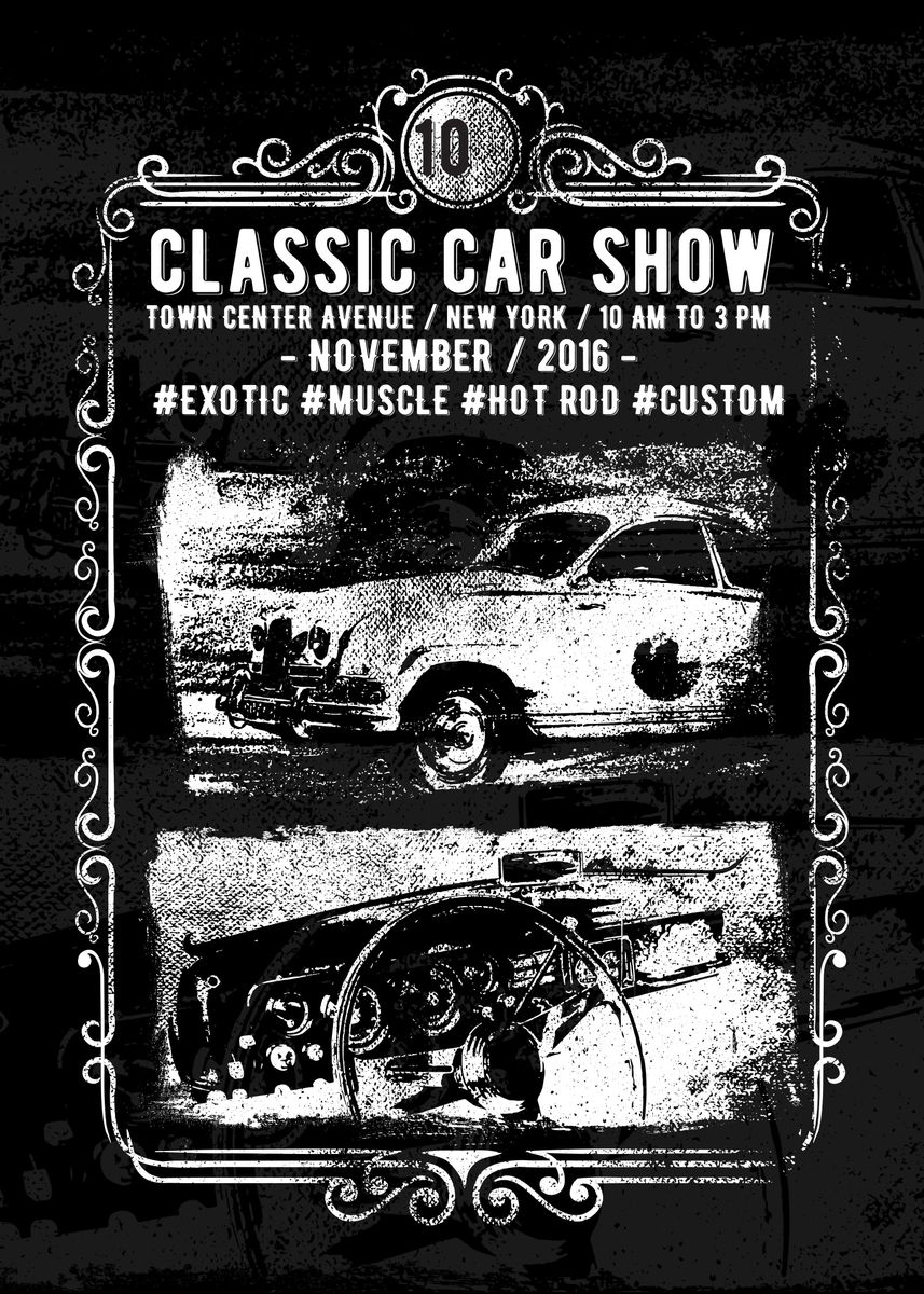 'classic car show' Poster, picture, metal print, paint by fathar art ...