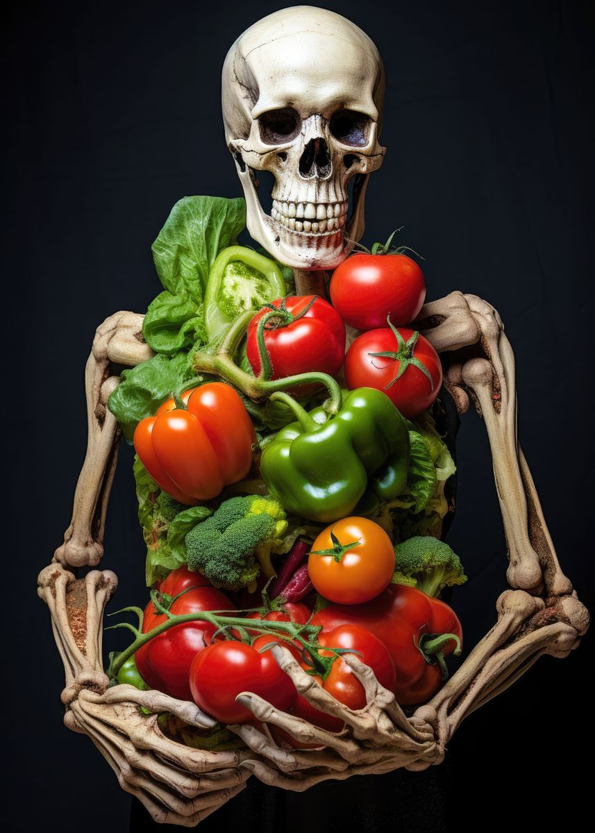 'Vegetarian Skeleton Fun 02' Poster, picture, metal print, paint by ...