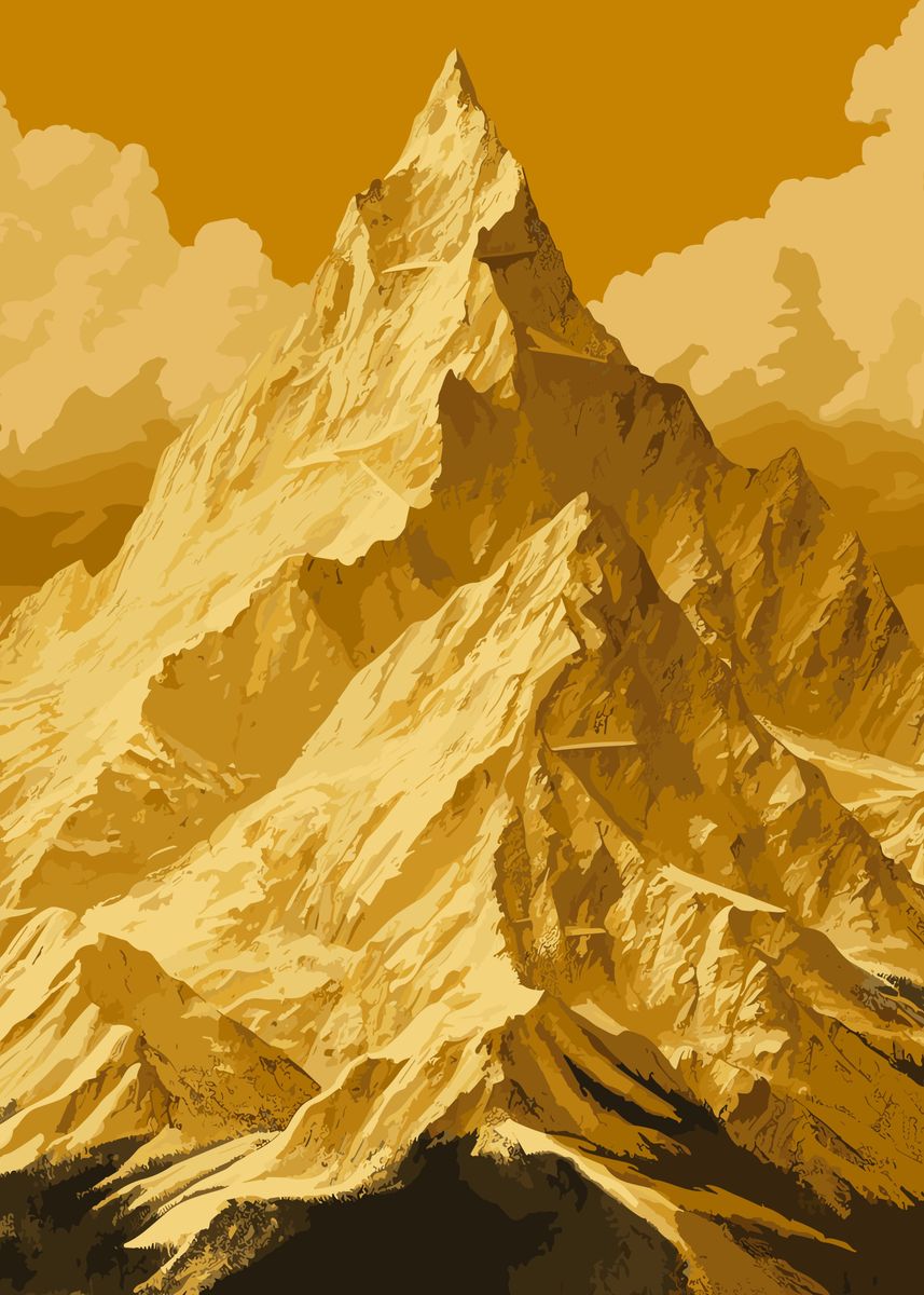 'Golden Mountain' Poster, picture, metal print, paint by Beast Lion ...
