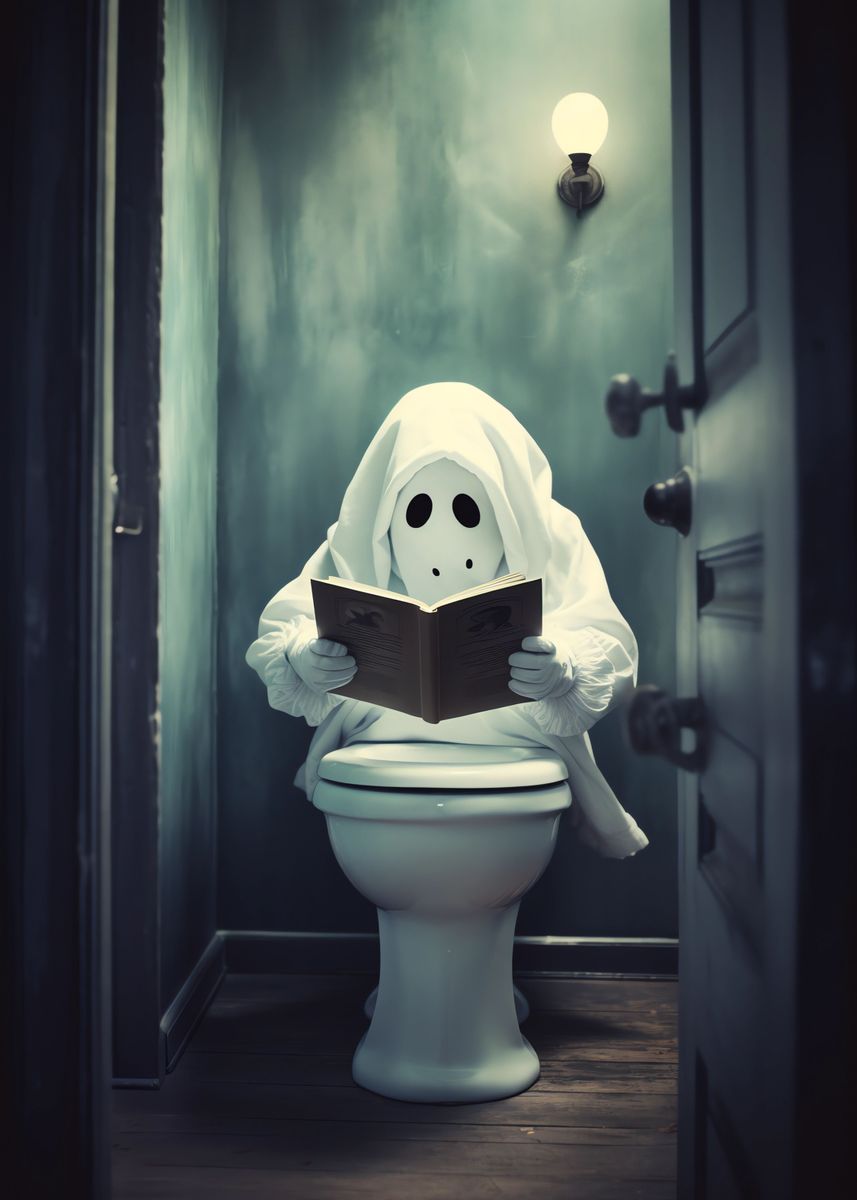 'Adorable Toilet Ghost' Poster, picture, metal print, paint by Siren ...