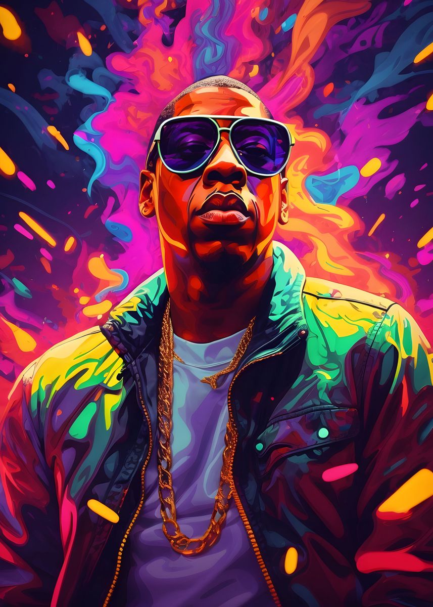 'Jay Z neon Poster' Poster, picture, metal print, paint by Xăm Việt ...