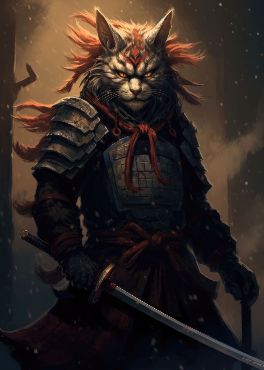'Cat Samurai' Poster by Bailey DHeath | Displate