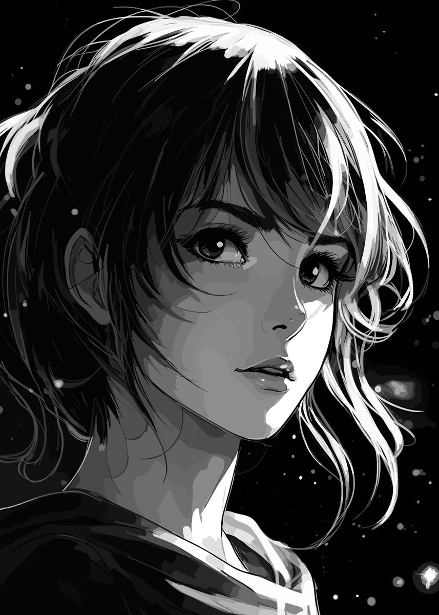 'Serious Anime Girl' Poster, picture, metal print, paint by ...