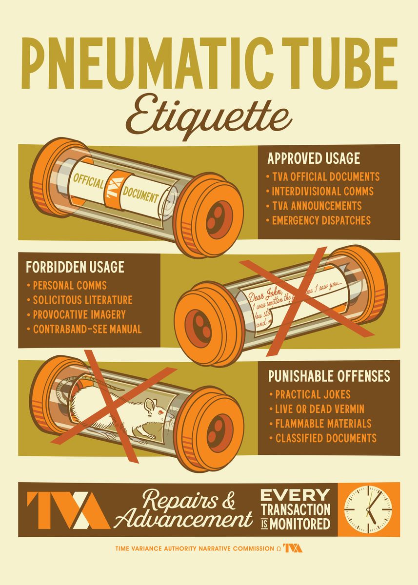 'Pneumatic Tube Etiquette' Poster, picture, metal print, paint by ...