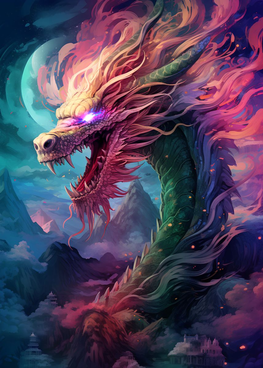 'Awekening Nightmare Dragon' Poster, picture, metal print, paint by ...