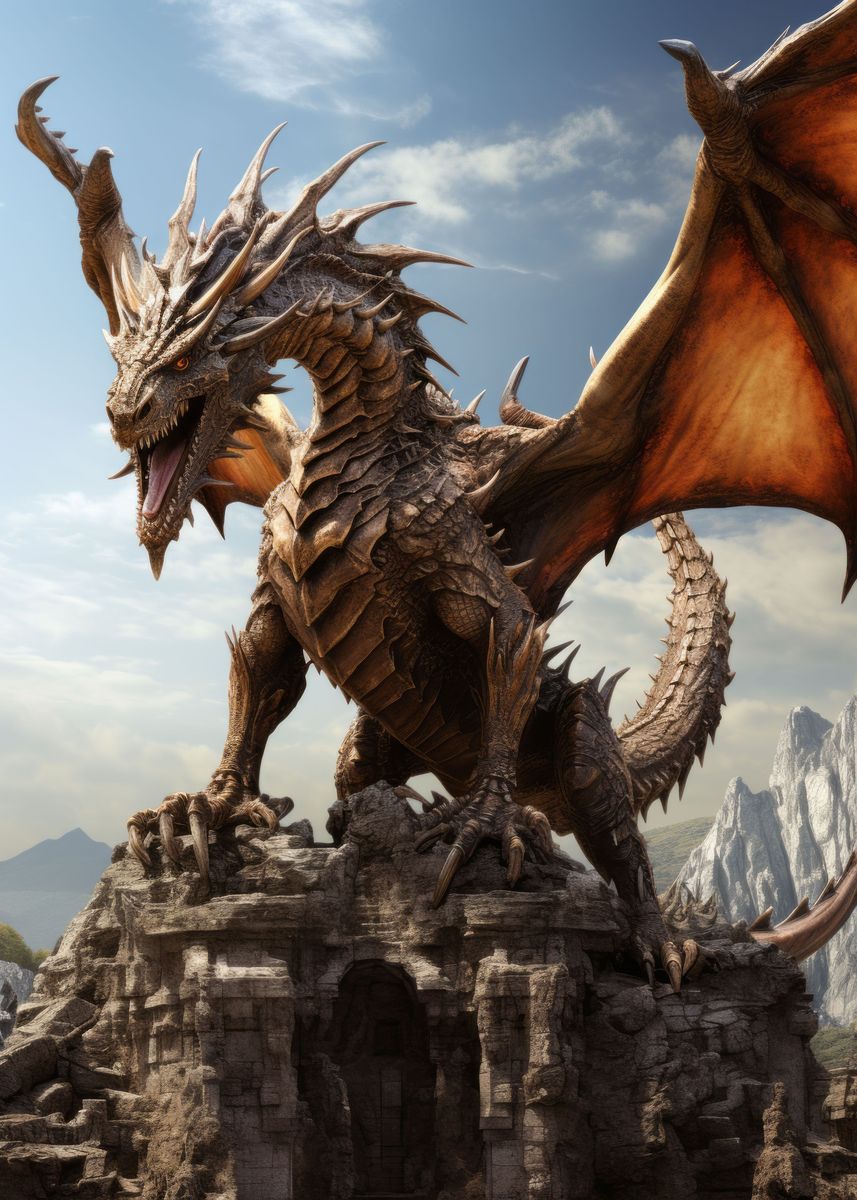 'Ancient Dragon' Poster, picture, metal print, paint by Frank Hirschle ...