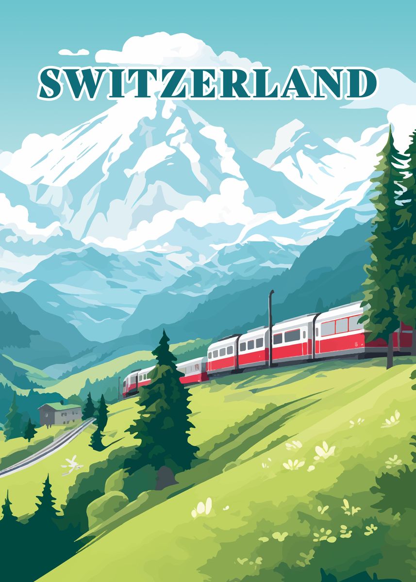 'A day in Switzerland' Poster, picture, metal print, paint by Lamaan ...