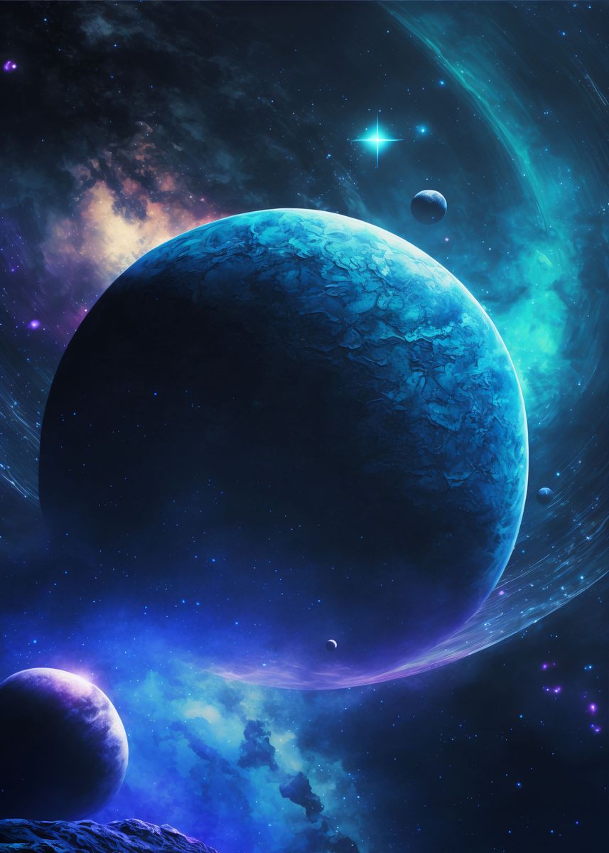 'Huge Blue Planet' Poster, picture, metal print, paint by Cybronauts ...