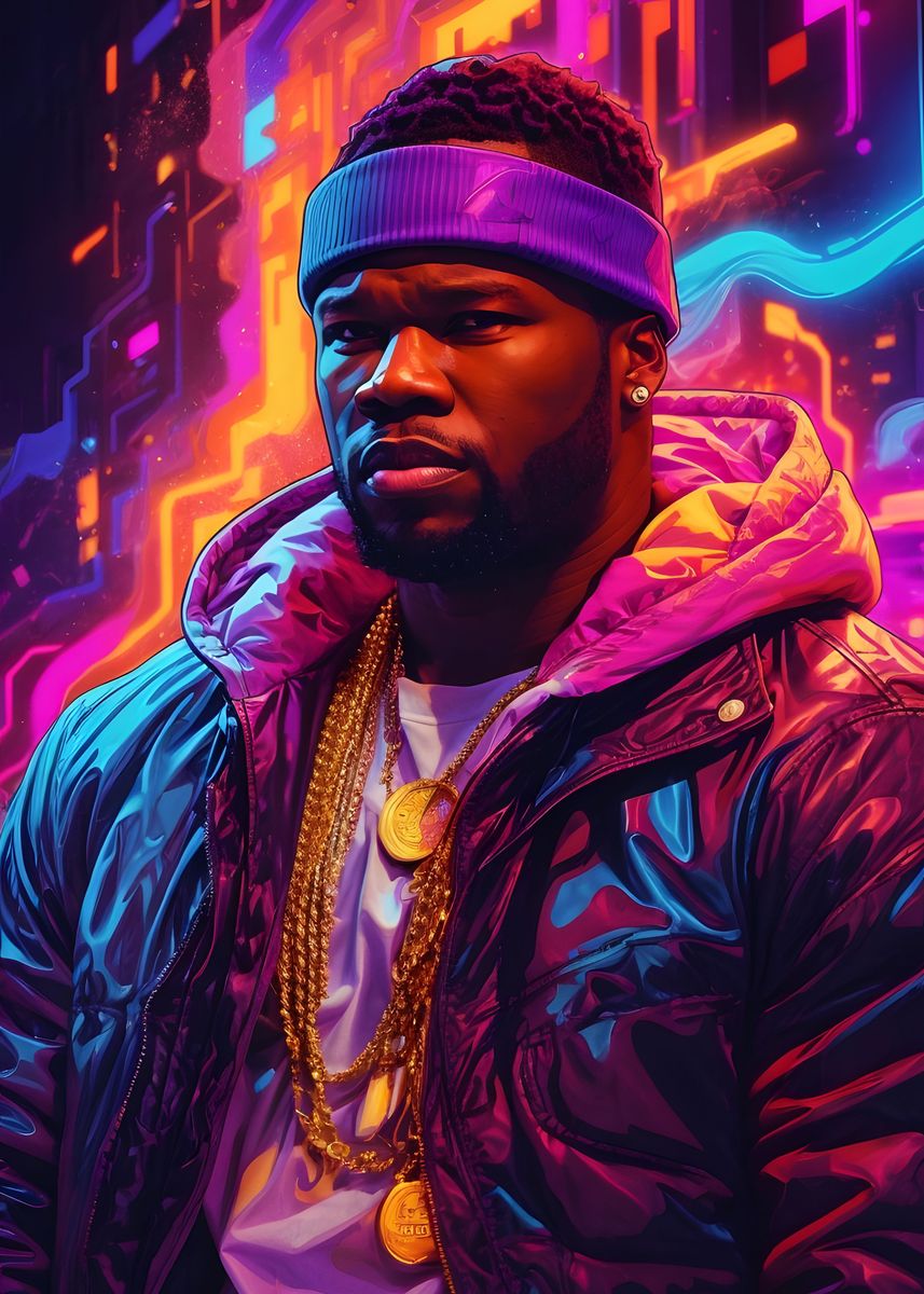 '50 Cent Splash Poster' Poster, picture, metal print, paint by Xăm Việt ...